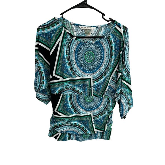 Peter Nygård | Tops | Peter Nygard 34 Sleeve Geometric Top Teal Sz ...